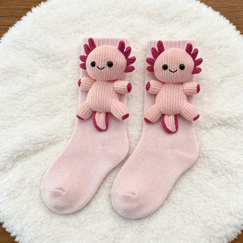 3D Animal Knit Socks for Kids & Adults, Cute Bunny Sloth Axolotl Socks ...