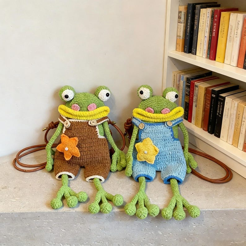 Crochet Frog Crossbody Bag, Handmade Frog Shoulder Purse, Cute Frog Bag ...