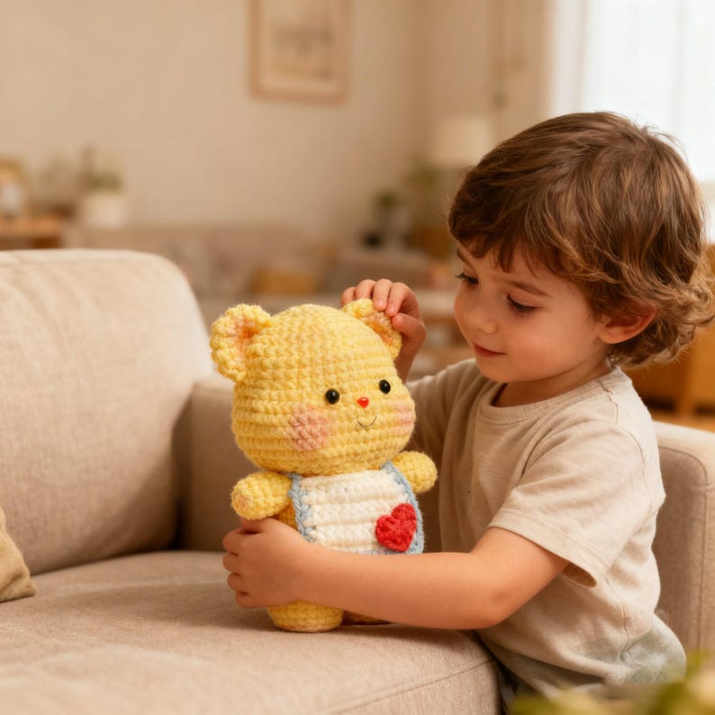 Handmade Crochet Bear Plush | Cute Amigurumi Teddy Bear Toy | Gift for ...