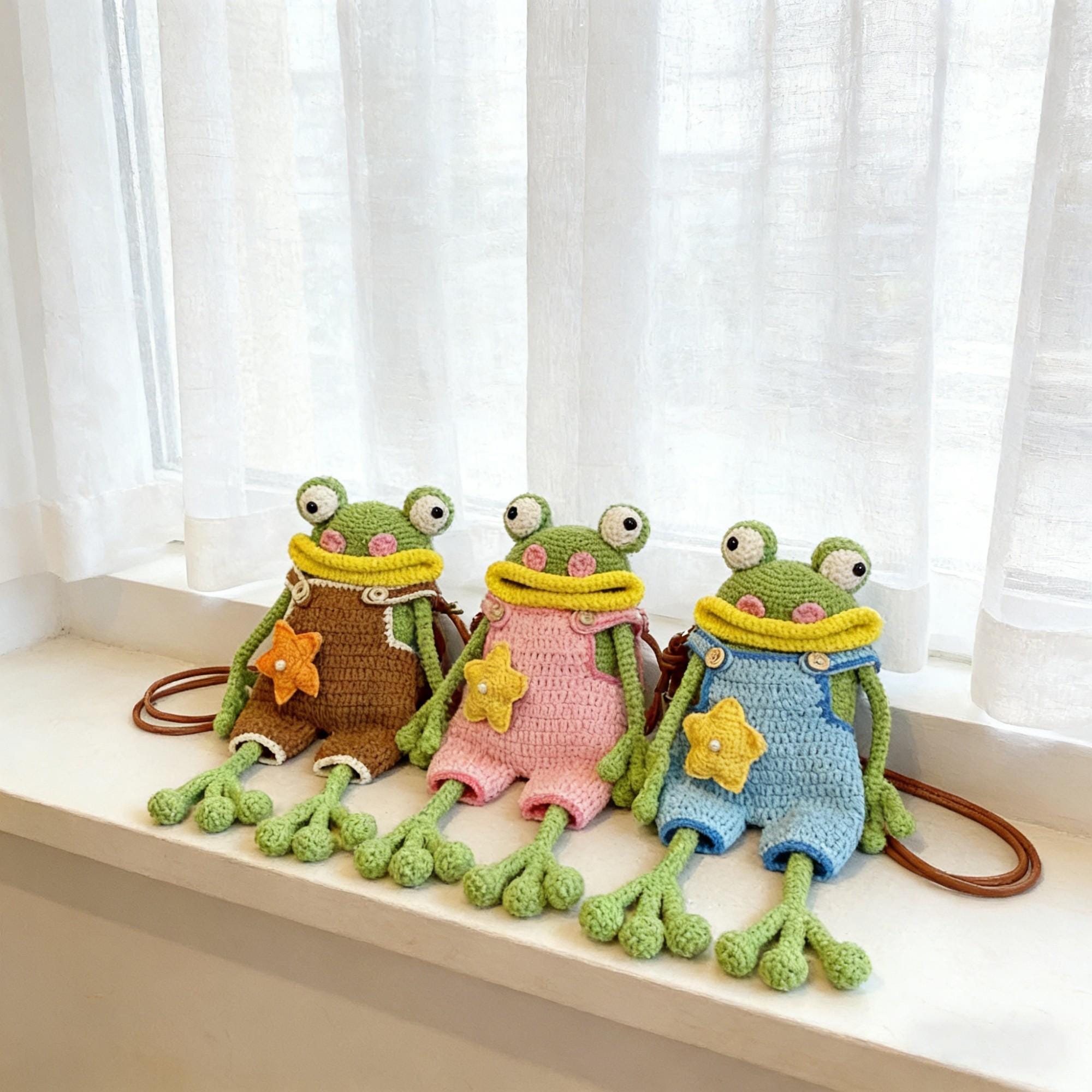 Crochet Frog Crossbody Bag, Handmade Frog Shoulder Purse, Cute Frog Bag ...