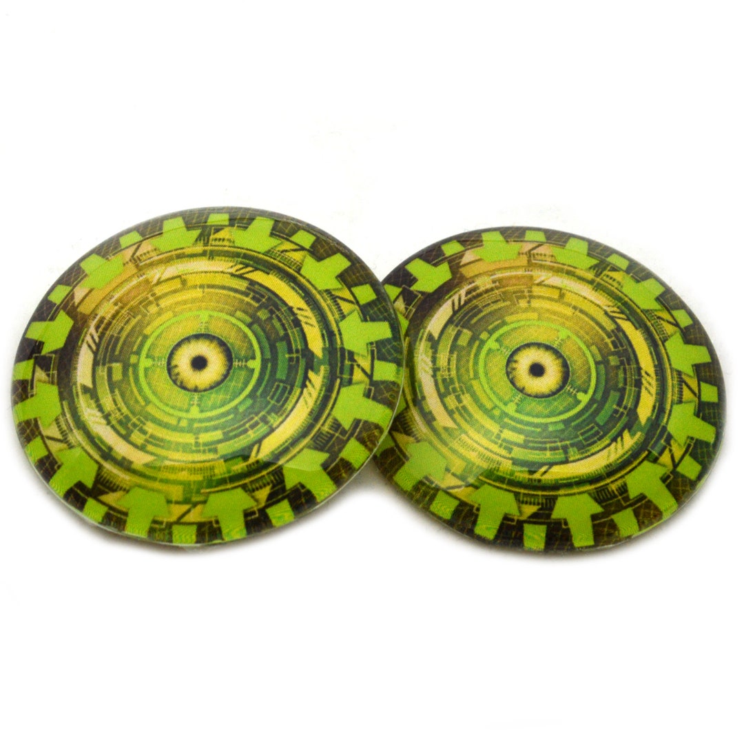 Green Cogs Cyberpunk Glass Eyes 6mm to 60mm Technology Fantastic ...