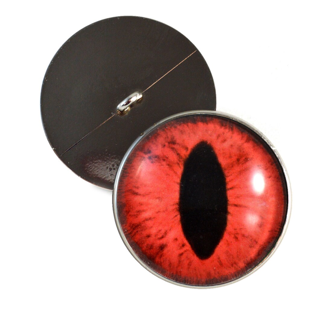 10mm - 30mm Red Cat or Dragon Button Eyes Sew on Shank With Loops ...
