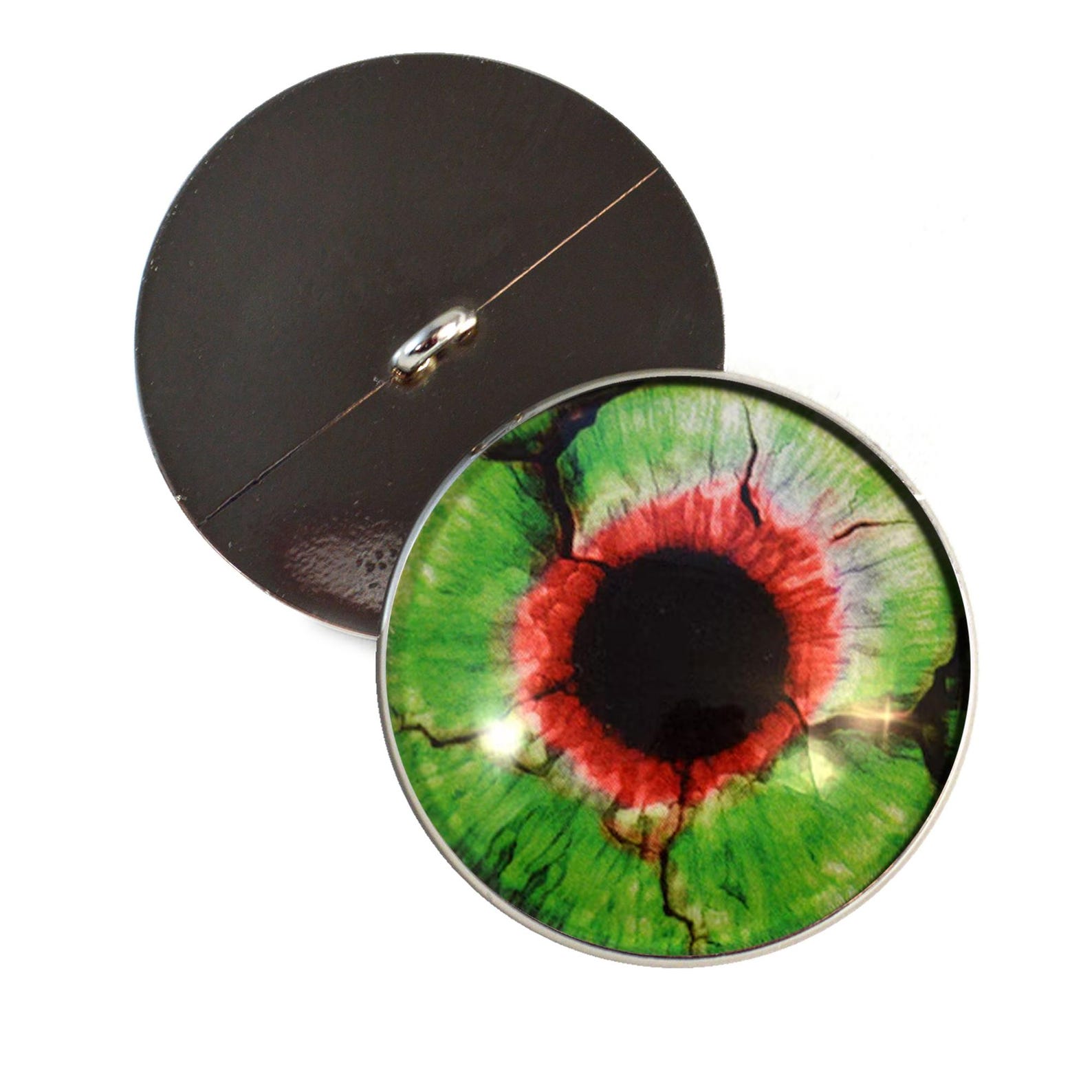10mm - 30mm Green and Red Zombie Button Eyes Sew on Shank With Loop ...