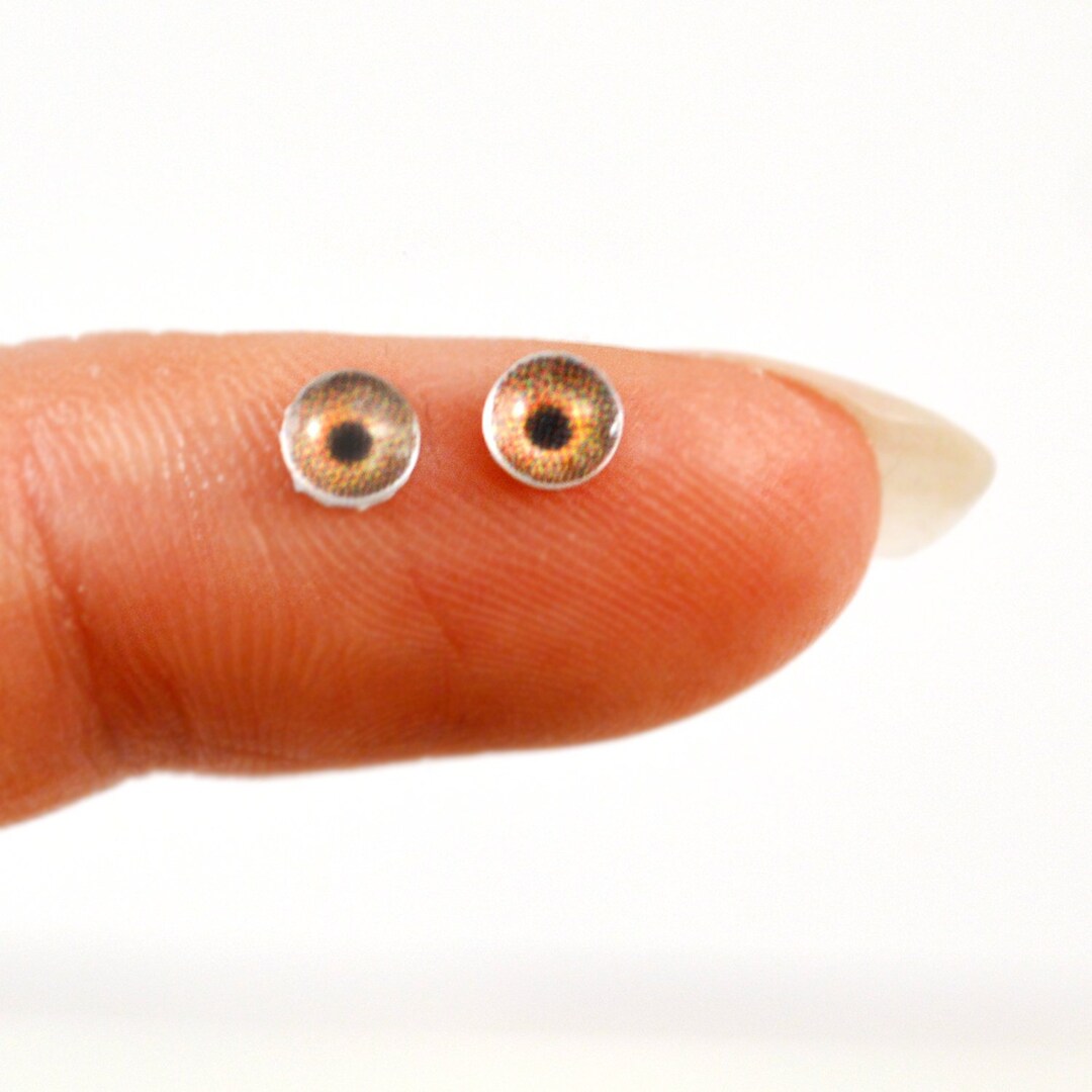 4mm Super Tiny Light Brown Doll Human Small Fantasy Glass Eyes Cabs ...