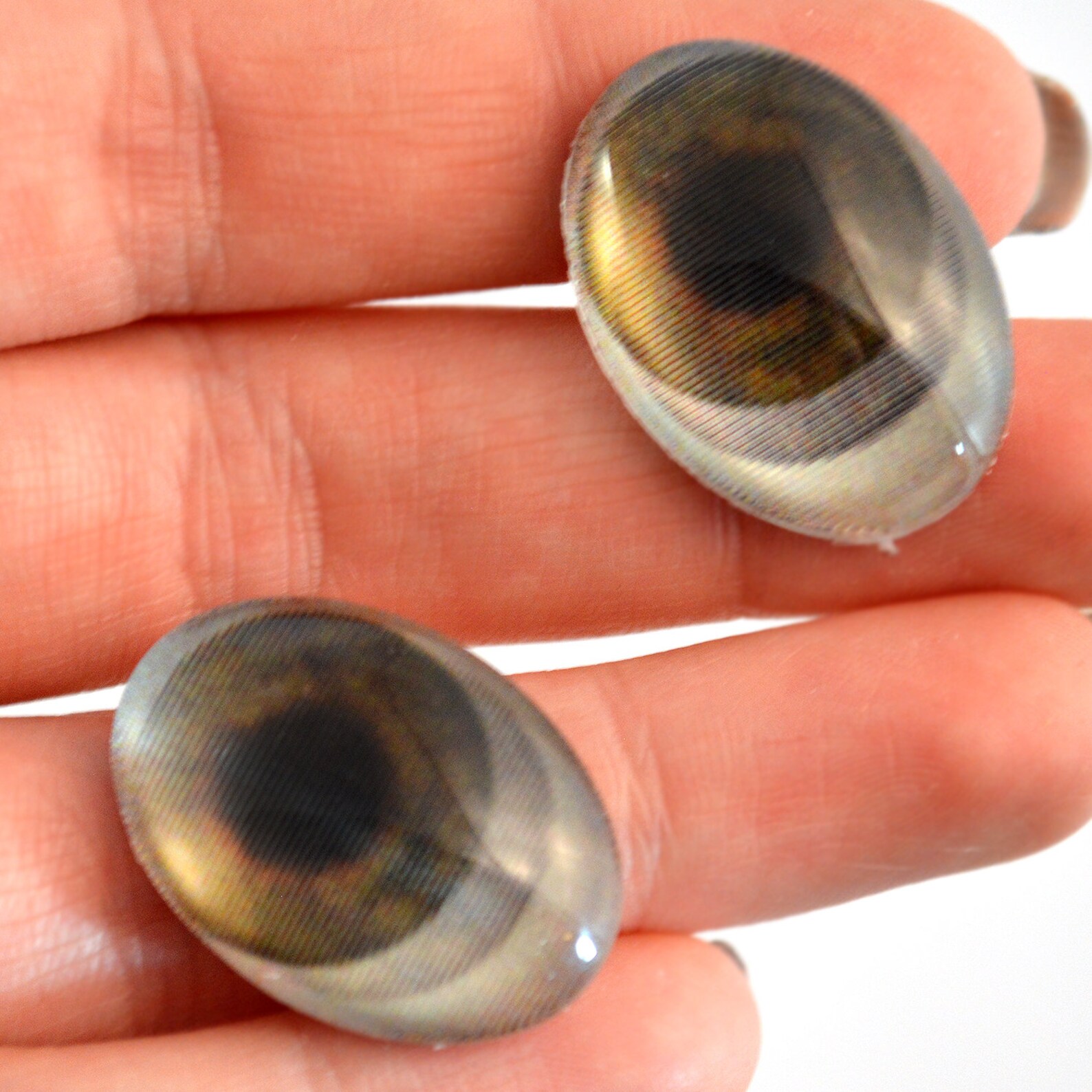 Dark Green Human Moving Animated Glass Eyes Holographic Oval - Etsy