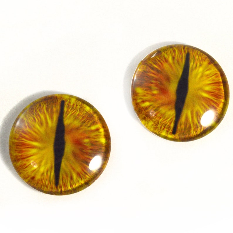 Gold Dragon Glass Eyes, 6mm to 40mm, Jewelry Making Art Dolls Taxidermy ...
