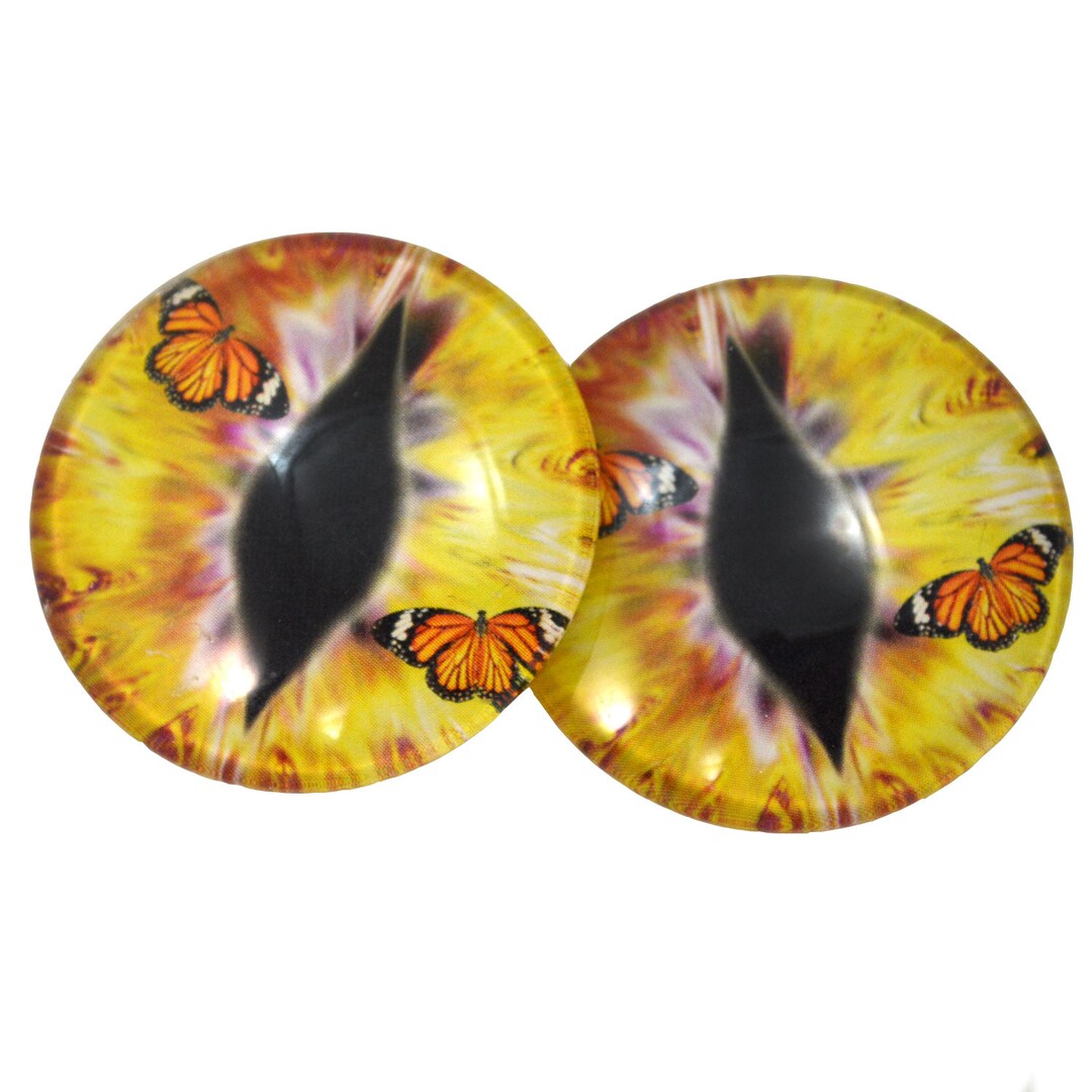Yellow Dragon Monarch Butterfly Glass Eyes 6mm to 40mm Jewelry Making ...