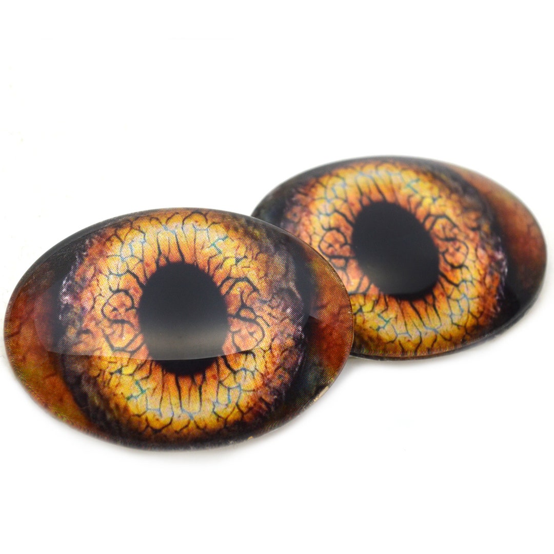 Godzilla Dinosaur Oval Glass Eyes - Golden Iris Sizes: 13mmx18mm ...