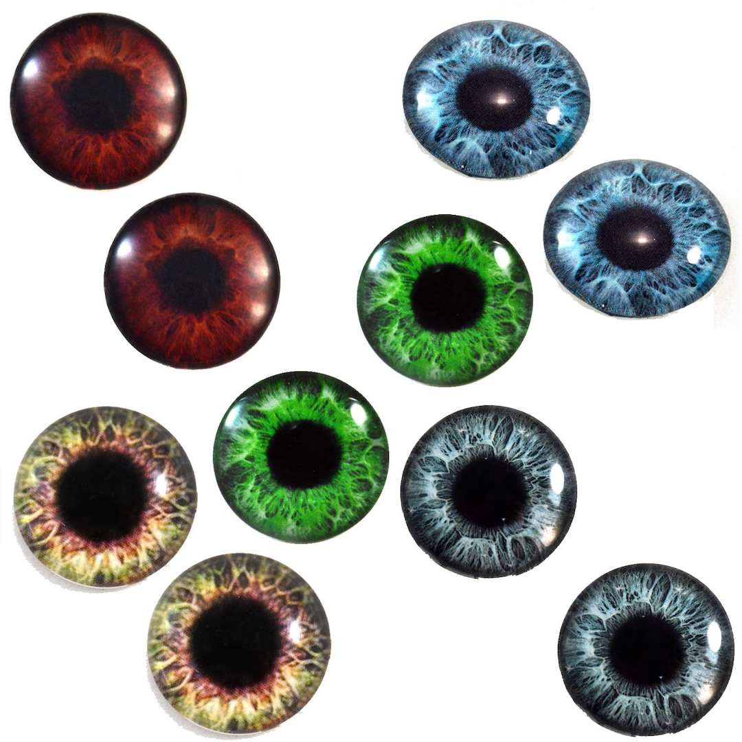 5 Pairs Realistic Human Glass Eye Cabochons Bundle Set of 10 Eyes ...