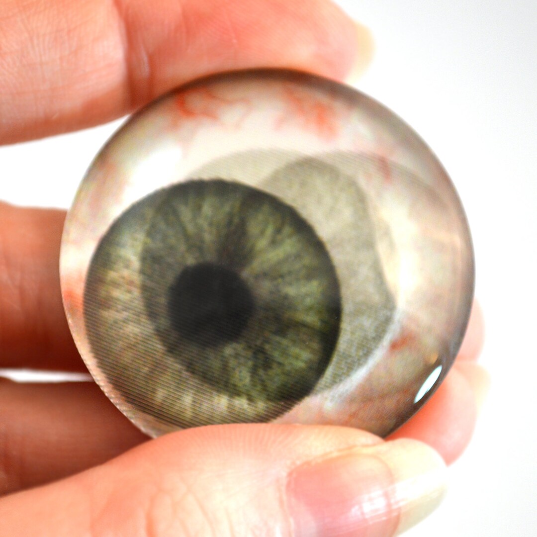 Spooky Round Green Moving Animated Glass Eyes Holographic Cabochons ...