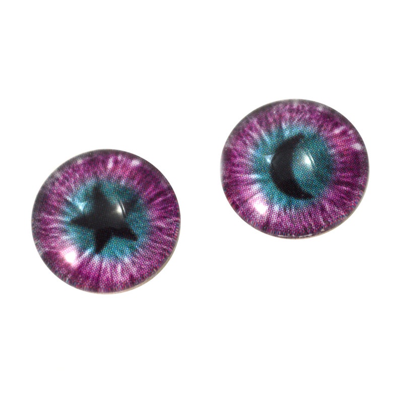 Purple and Teal Star and Moon Fantasy Glass Eyes - 6mm to 40mm ...