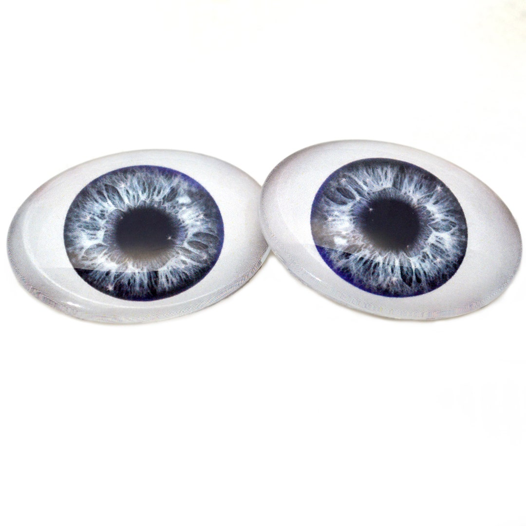 Dark Gray and Black Doll Oval Glass Eyes - Choose Your Size: 13mm X ...