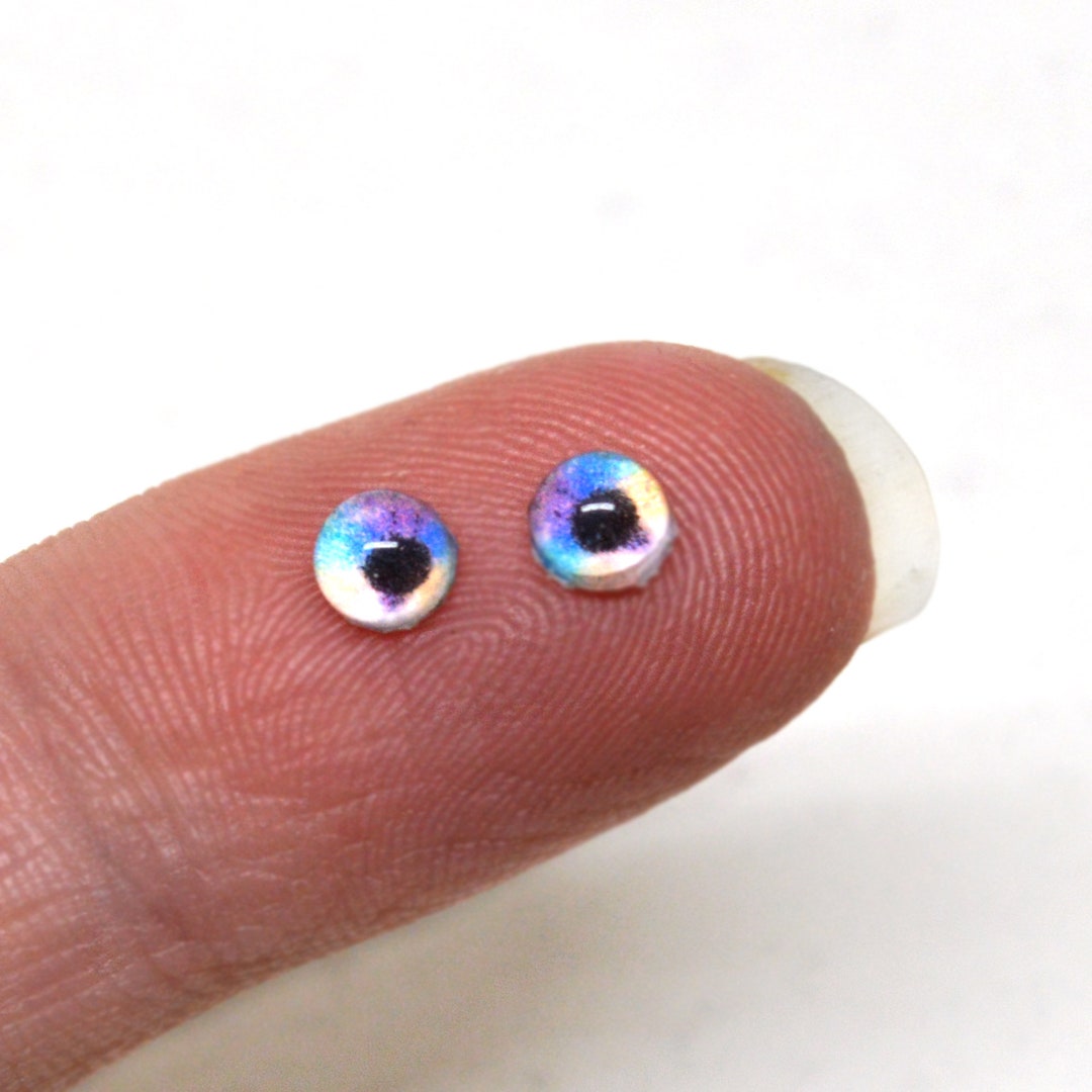 4mm Rainbow Unicorn Glass Eyes Cabs Miniature Taxidermy Art Fantasy Eye ...