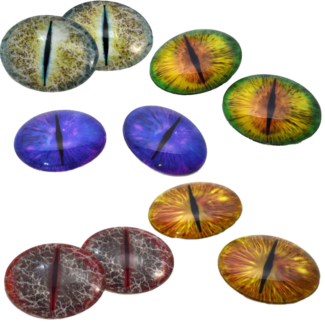 5 Pairs Dragon Oval Glass Eyes Bulk Bundle - Choose Your Size: 13mm X ...