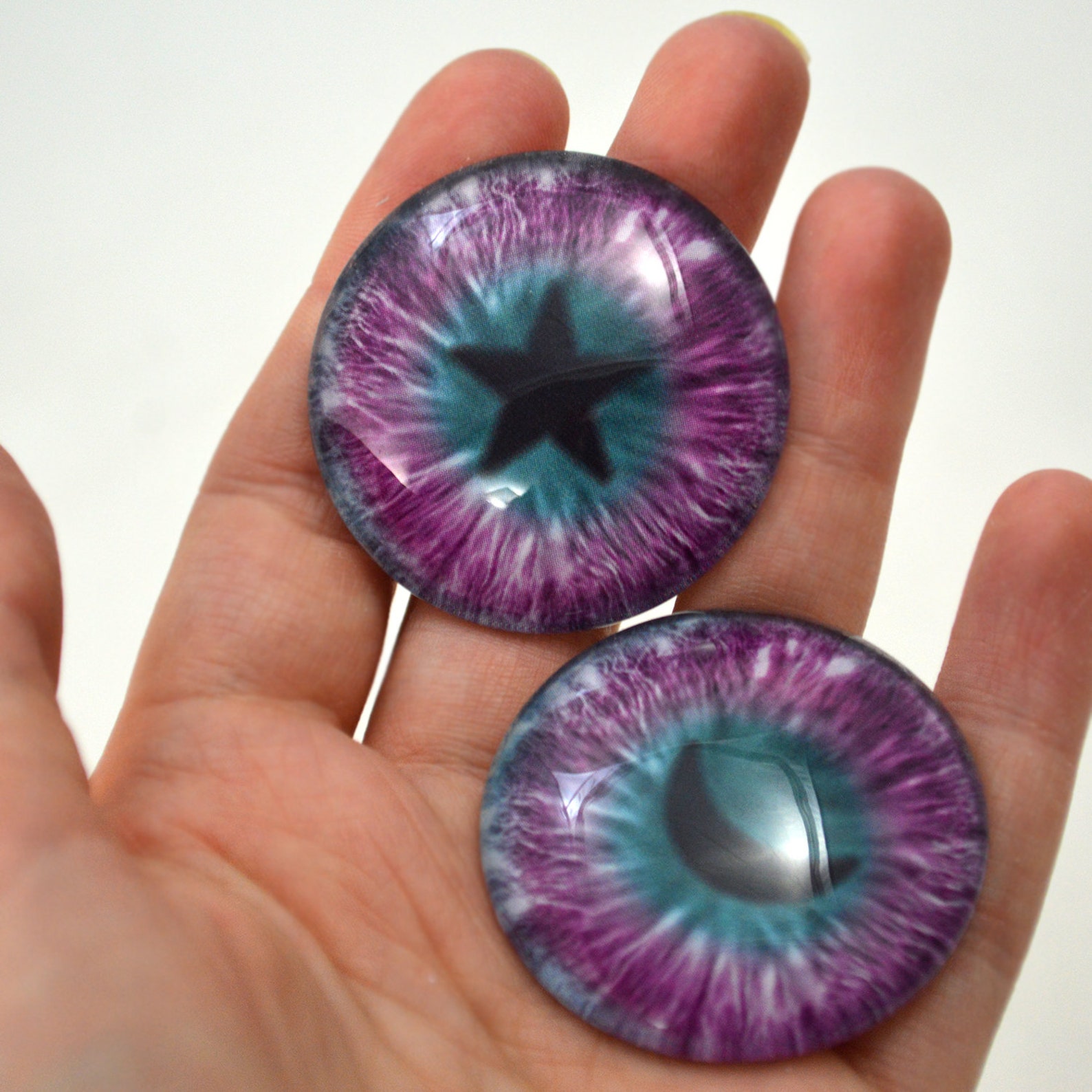 Purple and Teal Star and Moon Fantasy Glass Eyes - 6mm to 40mm ...
