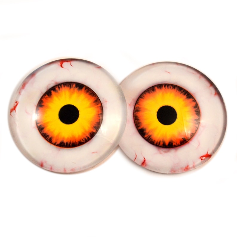Nightmare Clown Scary Halloween Glass Eyes Yellow and Orange 6mm to ...