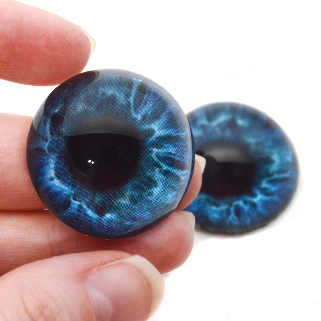 High Dome Deep Blue Human Half Sphere Glass Eyes | Art Doll Faux ...