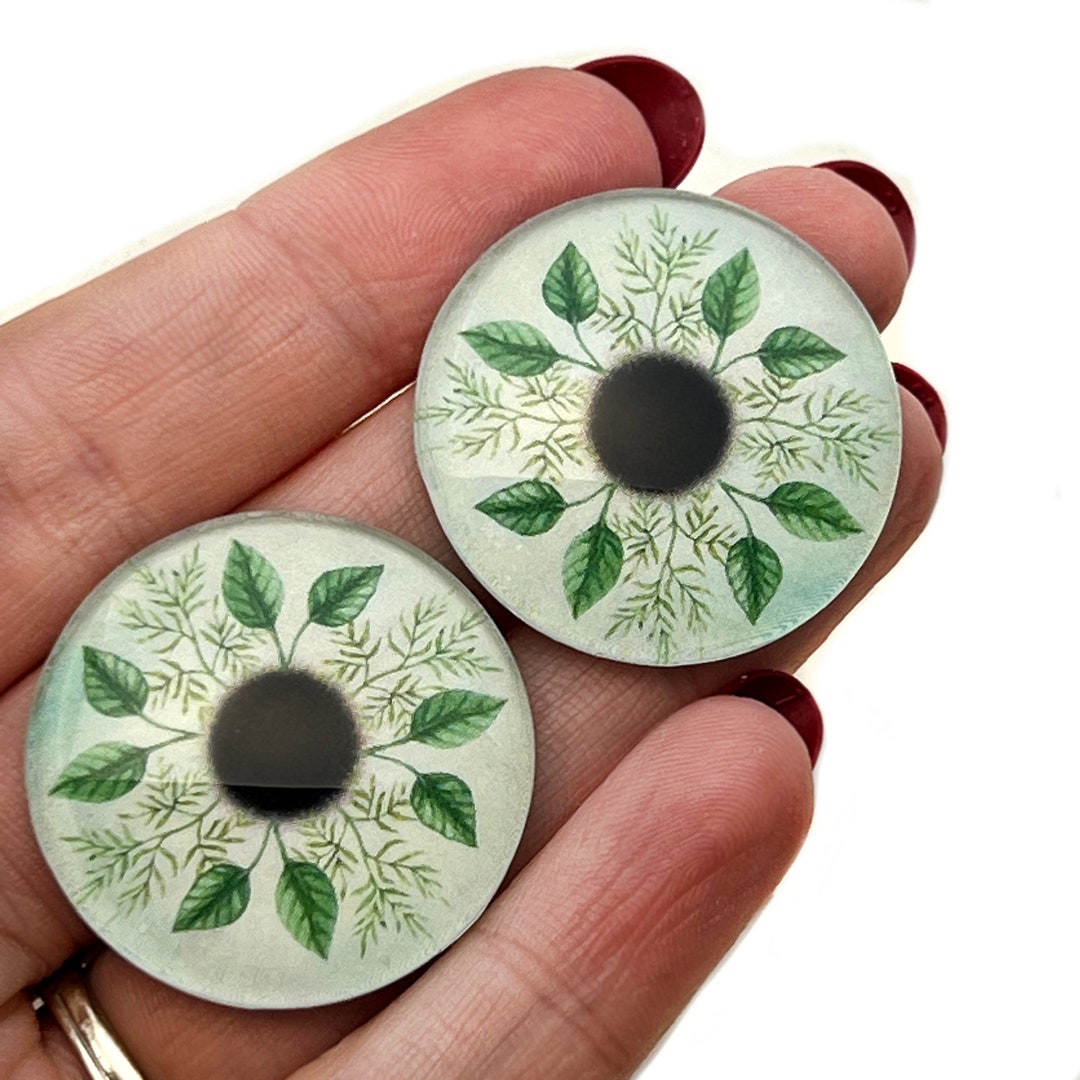 Green Nature Leaves Fantasy Glass Eyes Cabochons 6mm to 60mm Jewelry ...