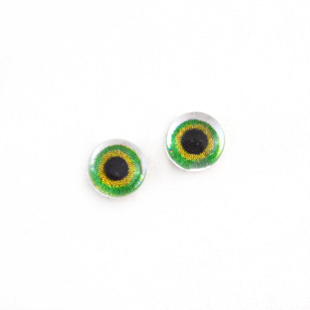 6mm Green and Yellow Doll Glass Eyes Cabochons - Tiny Glass Eyes for ...