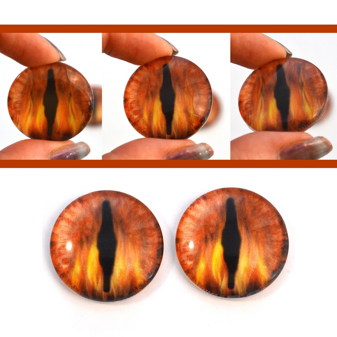 Flaming Fire Dragon Glass Eyes Animated Dragon Eye Cabochons 25mm 30mm ...