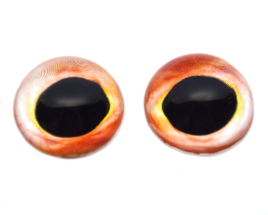 High Dome Striped Veined Peach and Red Fish Fry Half Sphere Glass Eyes ...