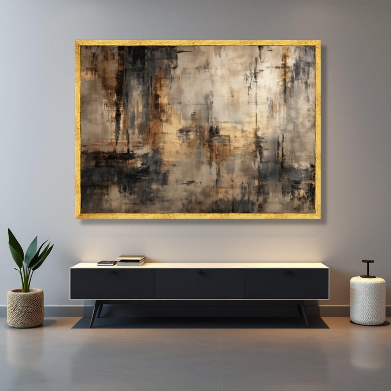 Abstract Industrial Texture Canvas Art: Modern Neutral Tone Home Decor ...