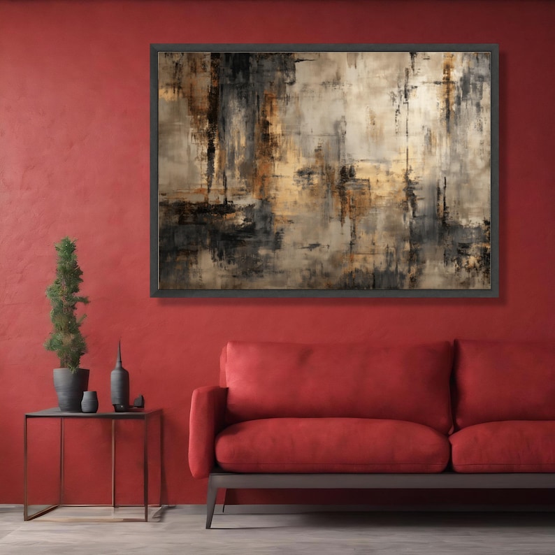 Abstract Industrial Texture Canvas Art: Modern Neutral Tone Home Decor ...