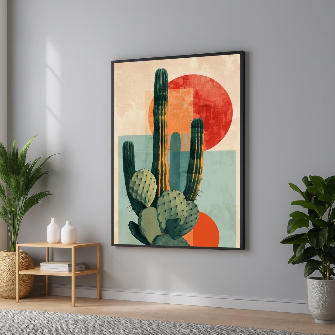 Modern Cactus Anatomy Canvas Art: Geometric Desert Plant Print - Etsy