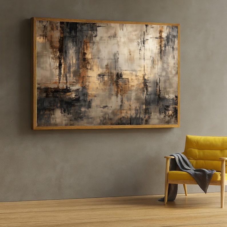 Abstract Industrial Texture Canvas Art: Modern Neutral Tone Home Decor ...