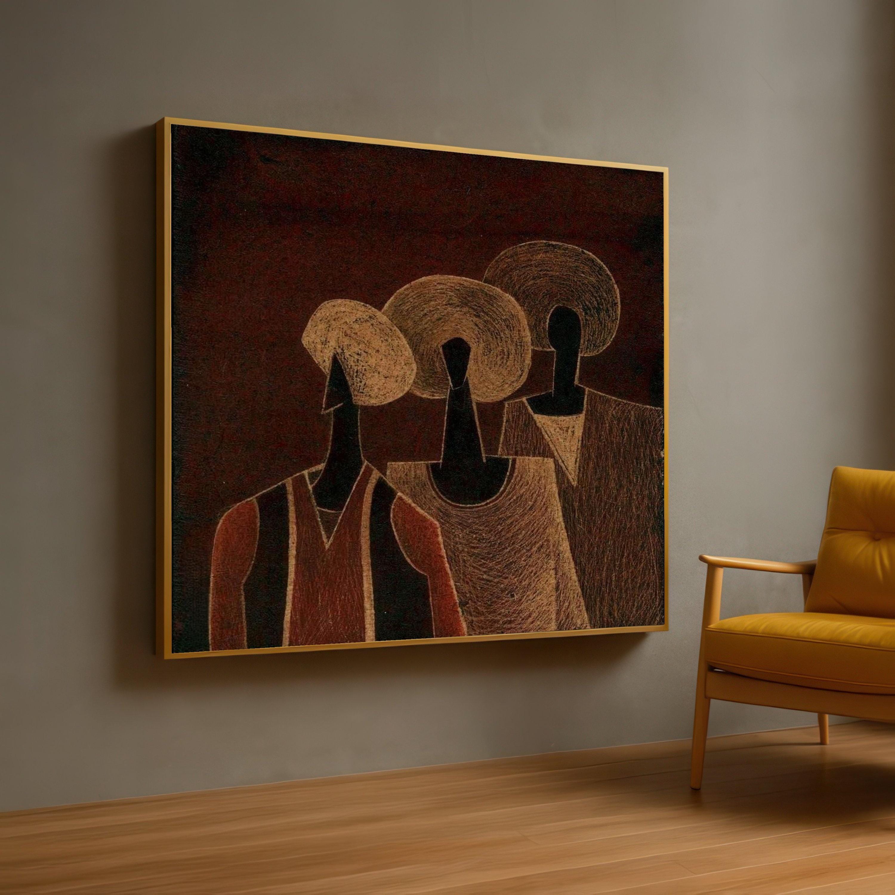 Abstract African Figures Canvas Art: Ethnic Tribal Silhouettes, Modern ...