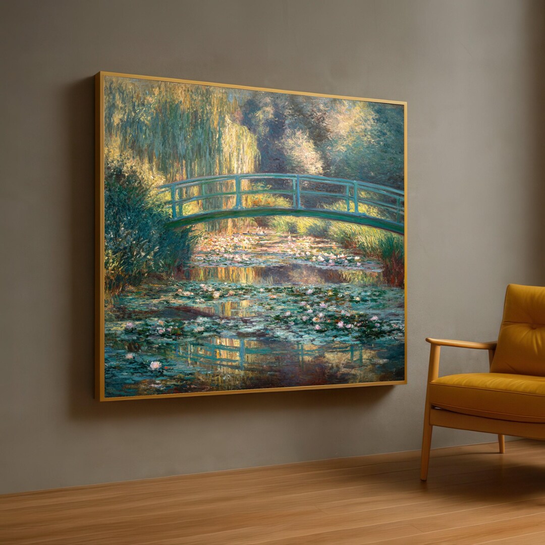 Monet Water Lilies Canvas Print: Japanese Bridge Impressionist Wall Art ...