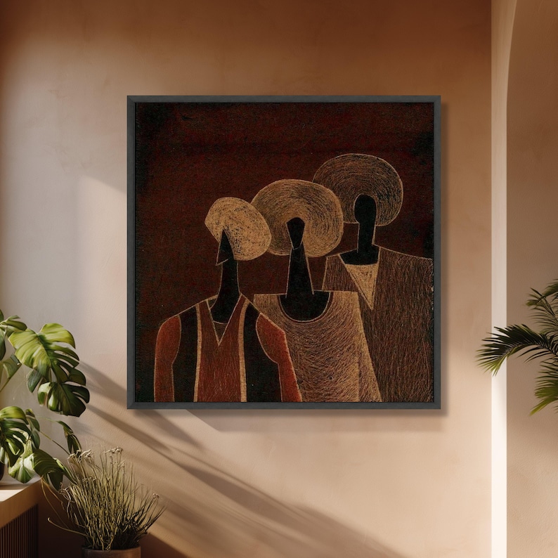 Abstract African Figures Canvas Art: Ethnic Tribal Silhouettes, Modern ...