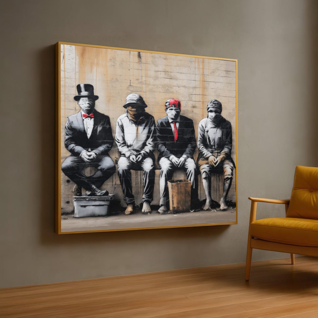 Urban Street Art Canvas: Modern Graffiti, Masked Figures - Etsy