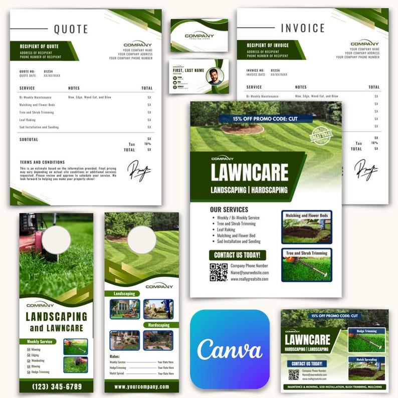 Landscaping Marketing Bundle - Canva Template (digital Download) - Etsy