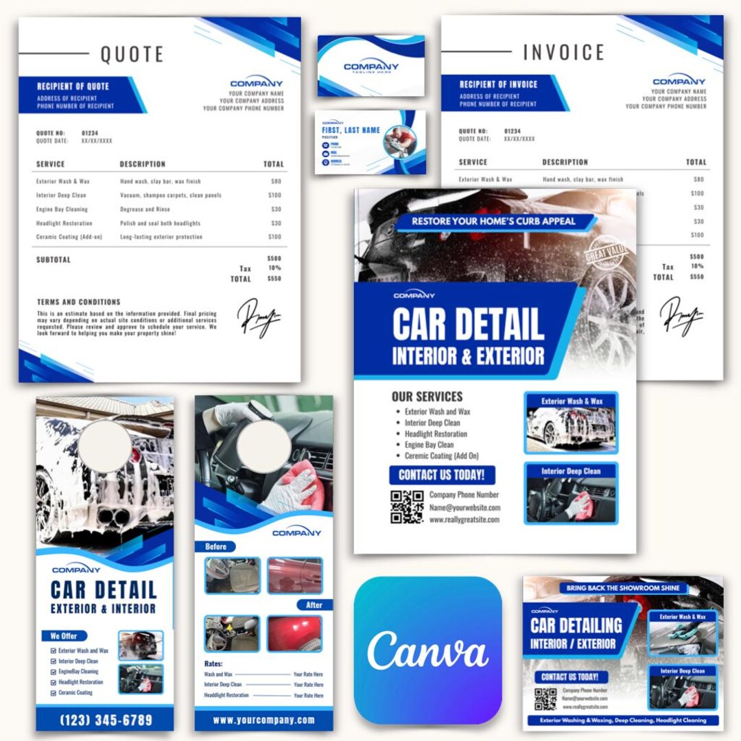 Car Detailing Business Marketing Kit – Canva Templates (digital ...
