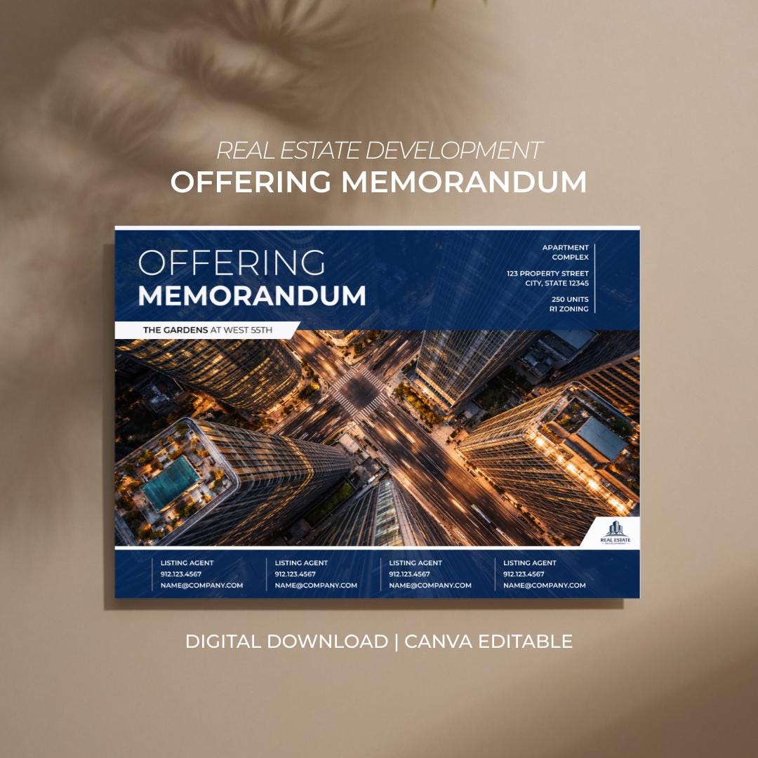 Real Estate Development Offering Memorandum | Canva Digital Template ...