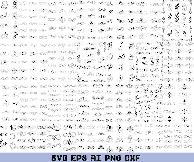 7000 Swirl SVG, Bundle for Cricut, Swoosh, Baroque Filigree Stencil ...