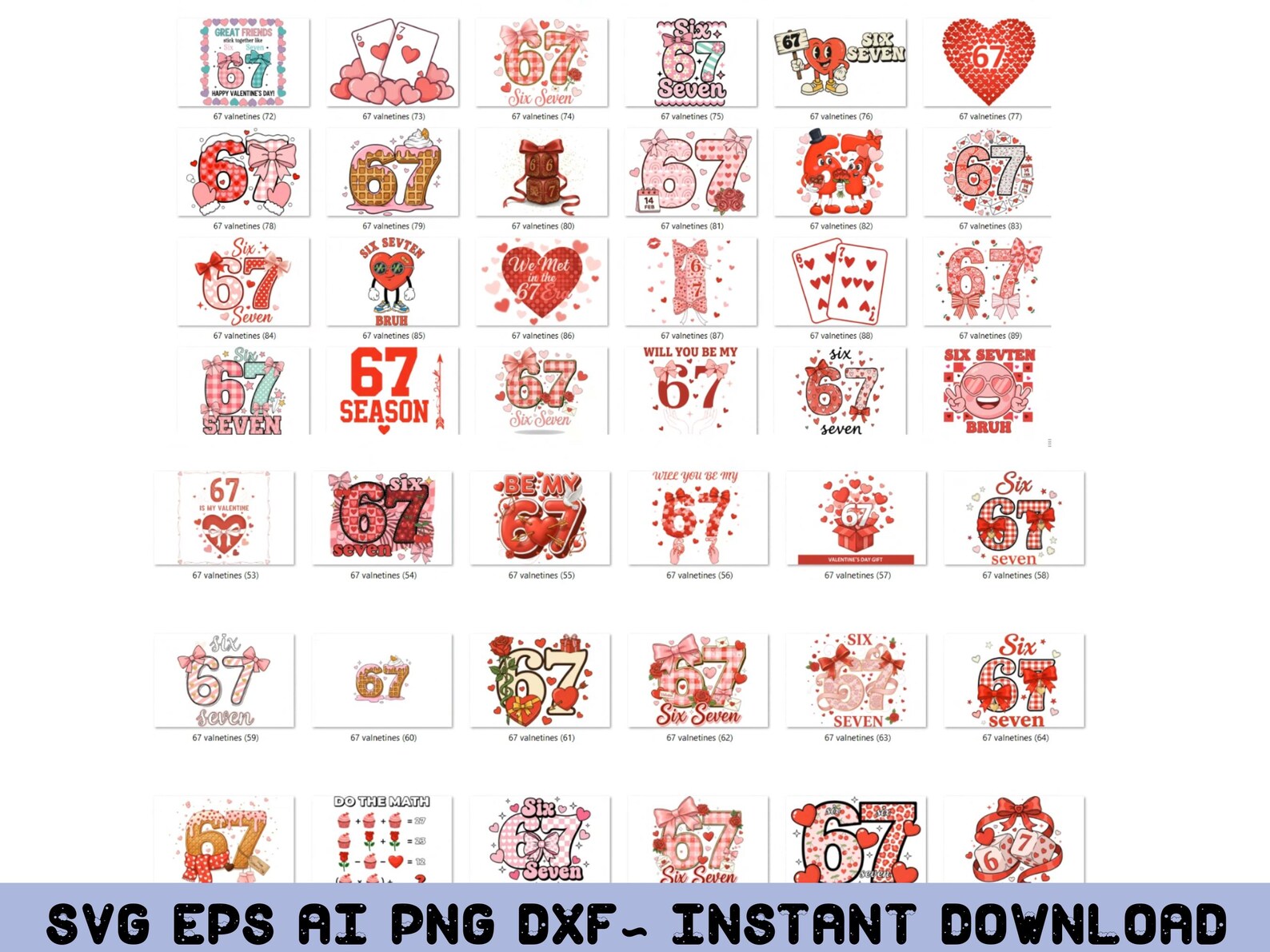 Mega Six Seven Valentines Day 6 7 PNG Bundle, Six Seven 6 7 Valentine ...