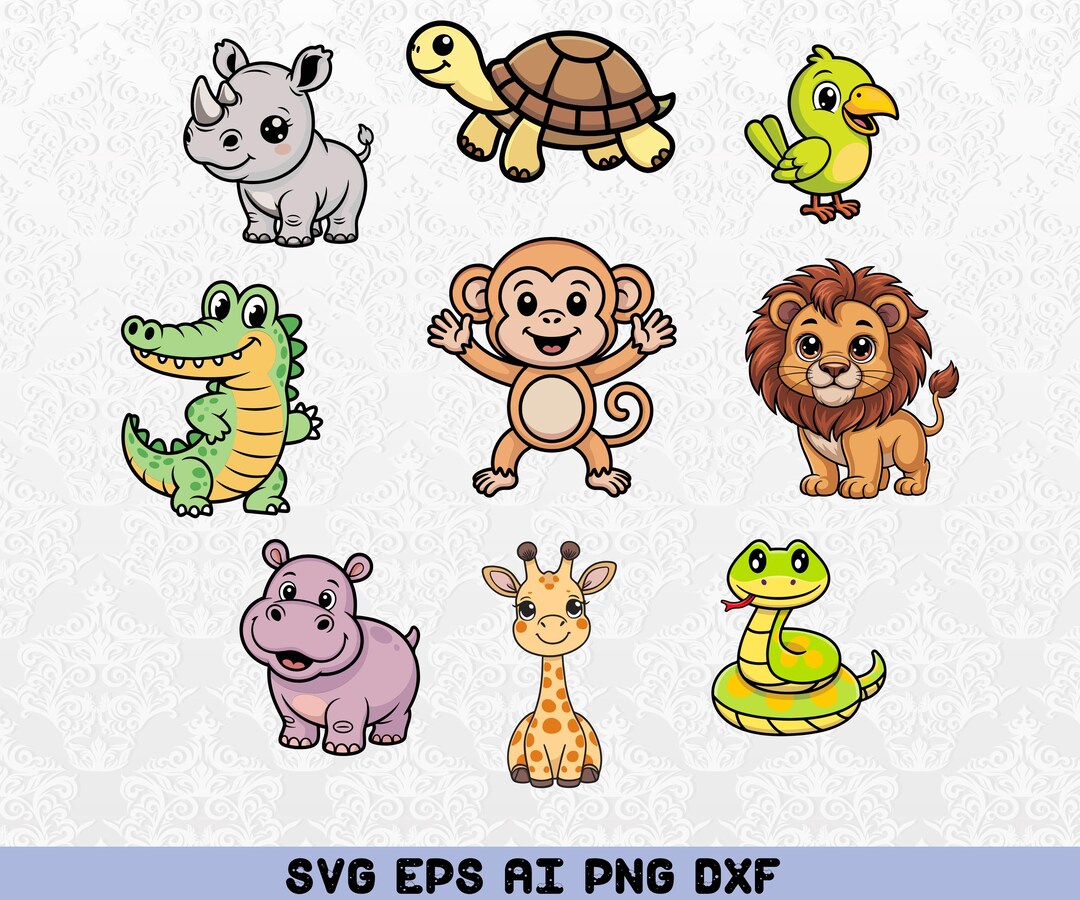 Cartoon African Animals Clipart – Cute Kids Wildlife Illustrations ...