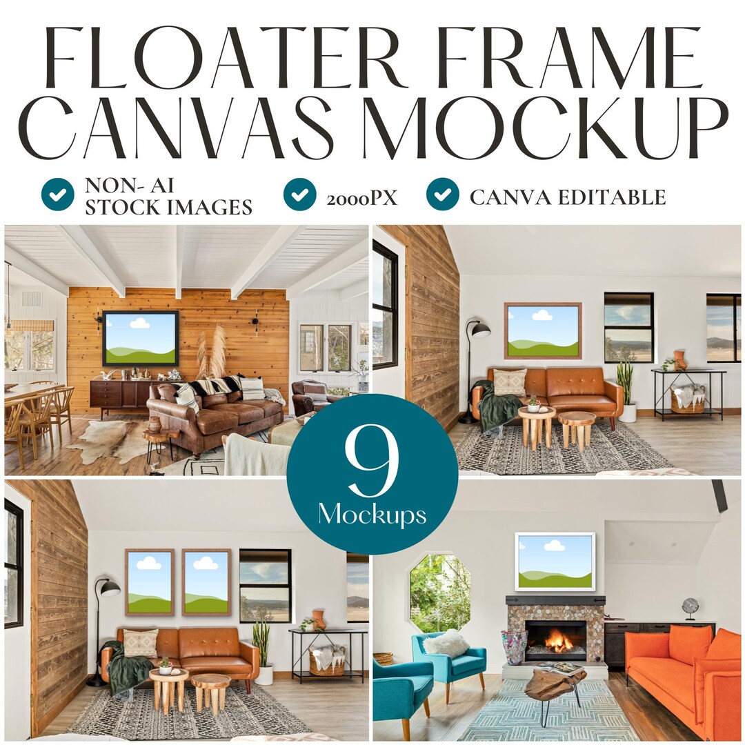 Floater Frame Mockup Bundle: Real Photo Scenes for Canva (digital ...