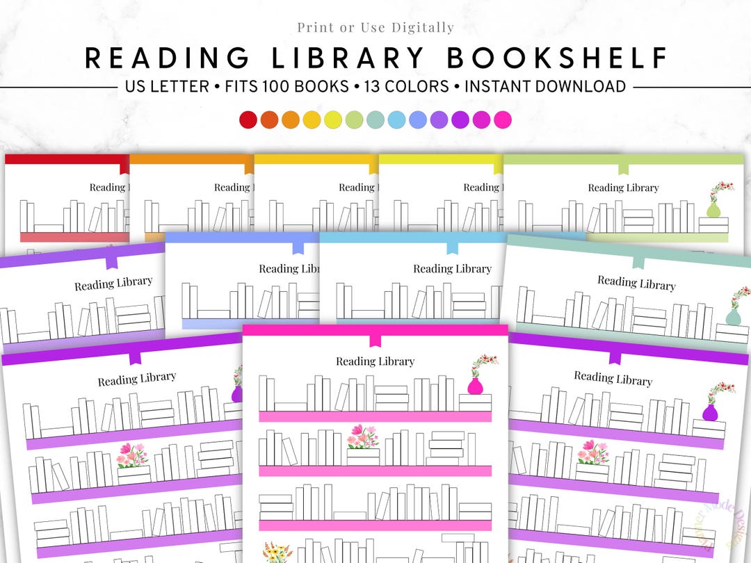 Library Bookshelf Reading Tracker, Printable Book Log for Kids and ...
