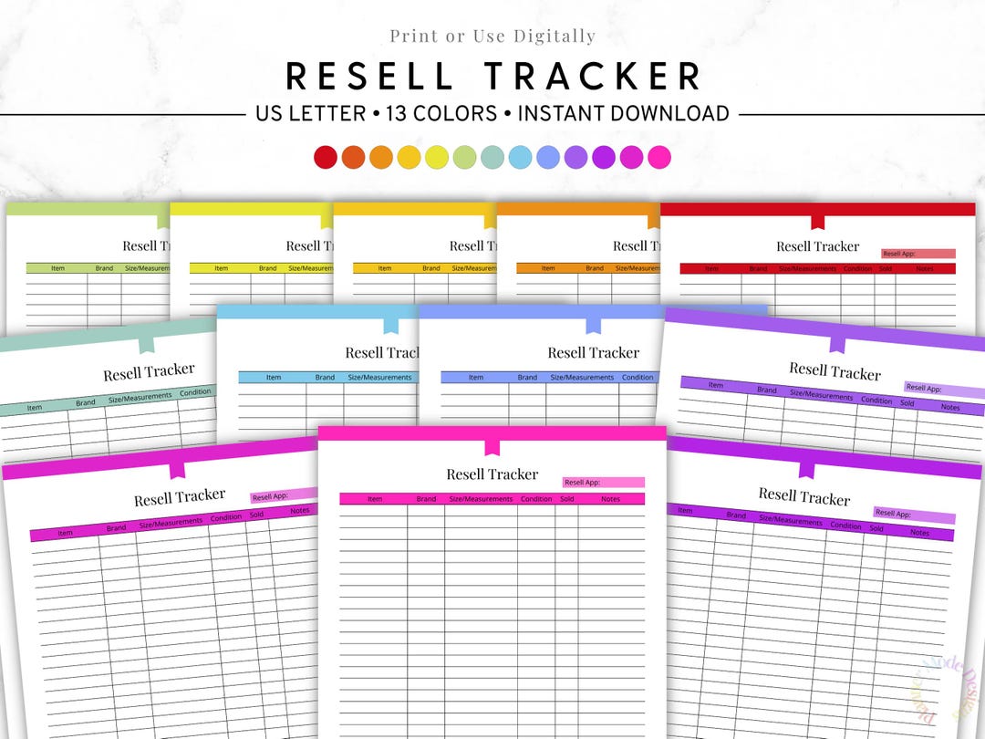 Resell Tracker Printable, Inventory Sales Profit Log, Small Business ...