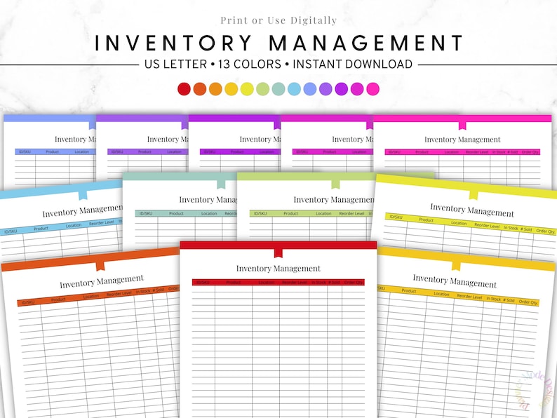 Inventory Management Printable, Product Tracking Sheet, Product ...