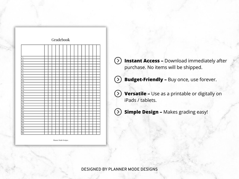 Class Record Checklist, Teacher Gradebook, Class Assignments, Printable ...