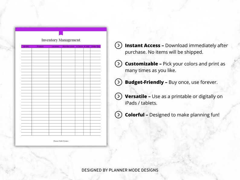 Inventory Management Printable, Product Tracking Sheet, Product ...