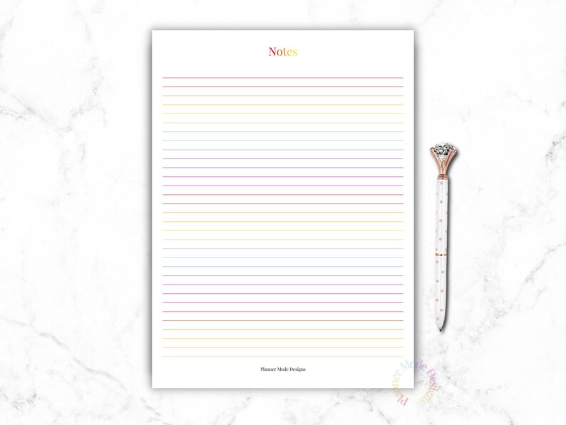 Rainbow Lined Notes Printable, Cute Note Paper PDF, Colorful Lined ...
