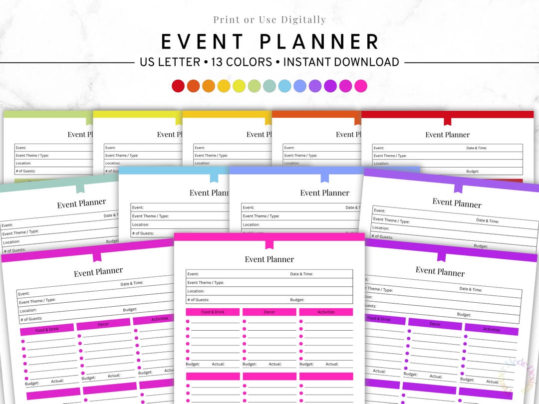 Event Planner Printable, Party Organizer, Digital Party Planner ...