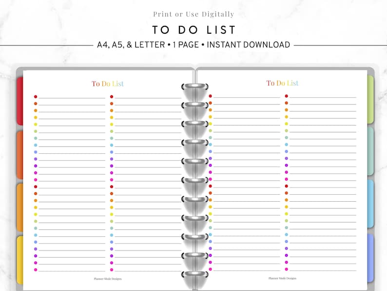Rainbow to Do List Printable, Colorful Task Planner PDF, Daily ...