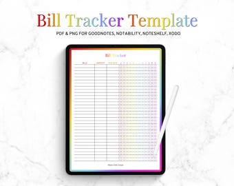 Yearly Bill Tracker Goodnotes Template, Digital Budget Planner PDF ...