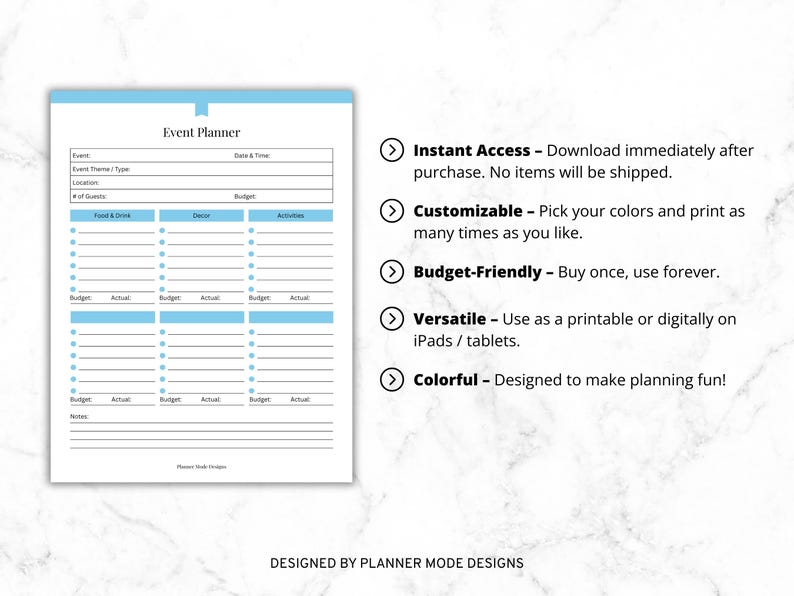 Event Planner Printable, Party Organizer, Digital Party Planner ...
